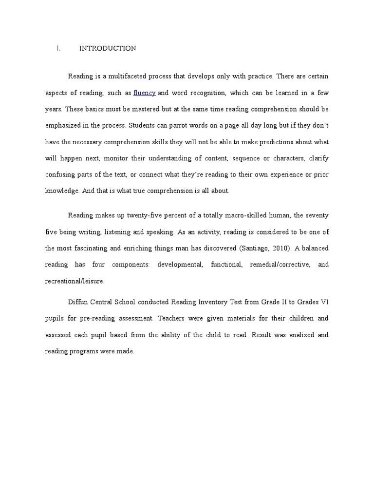 Accomplishment Report in Reading