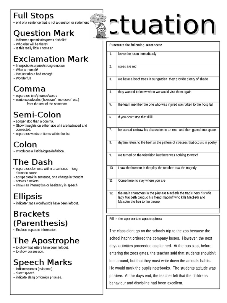 Punctuation Worksheet | PDF