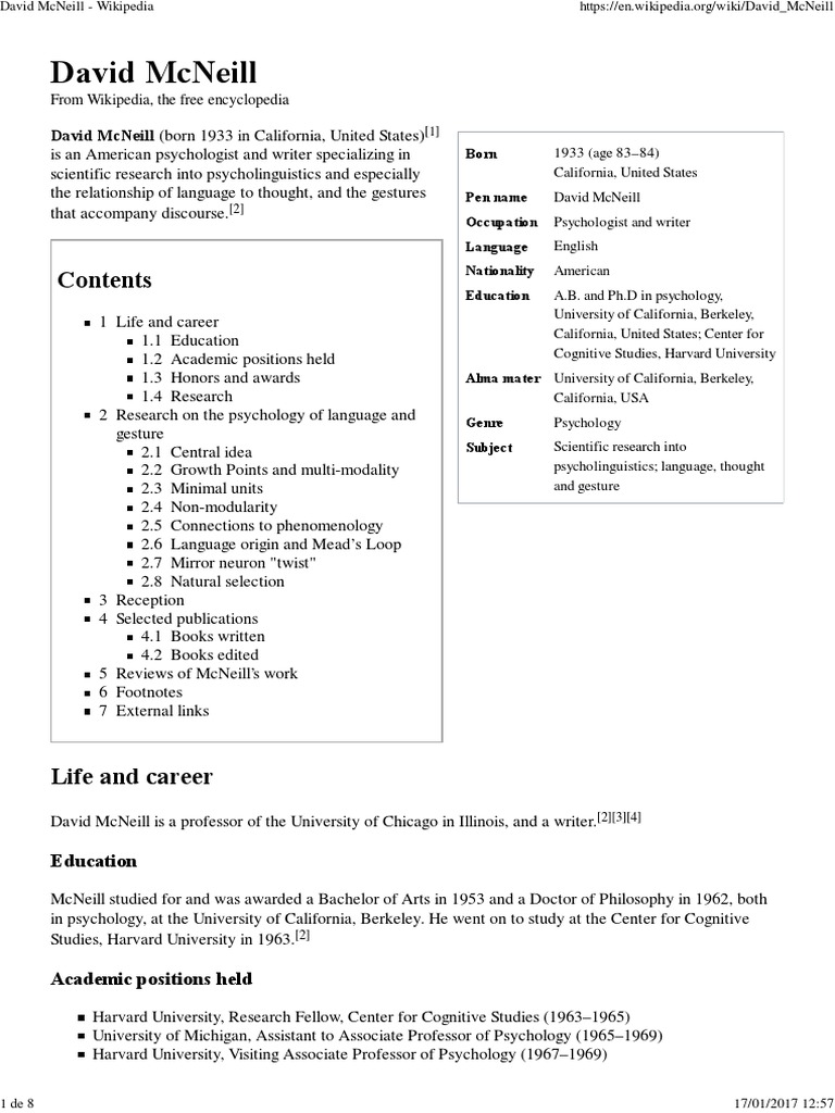 David McNeill | PDF | Human Communication | Psychology
