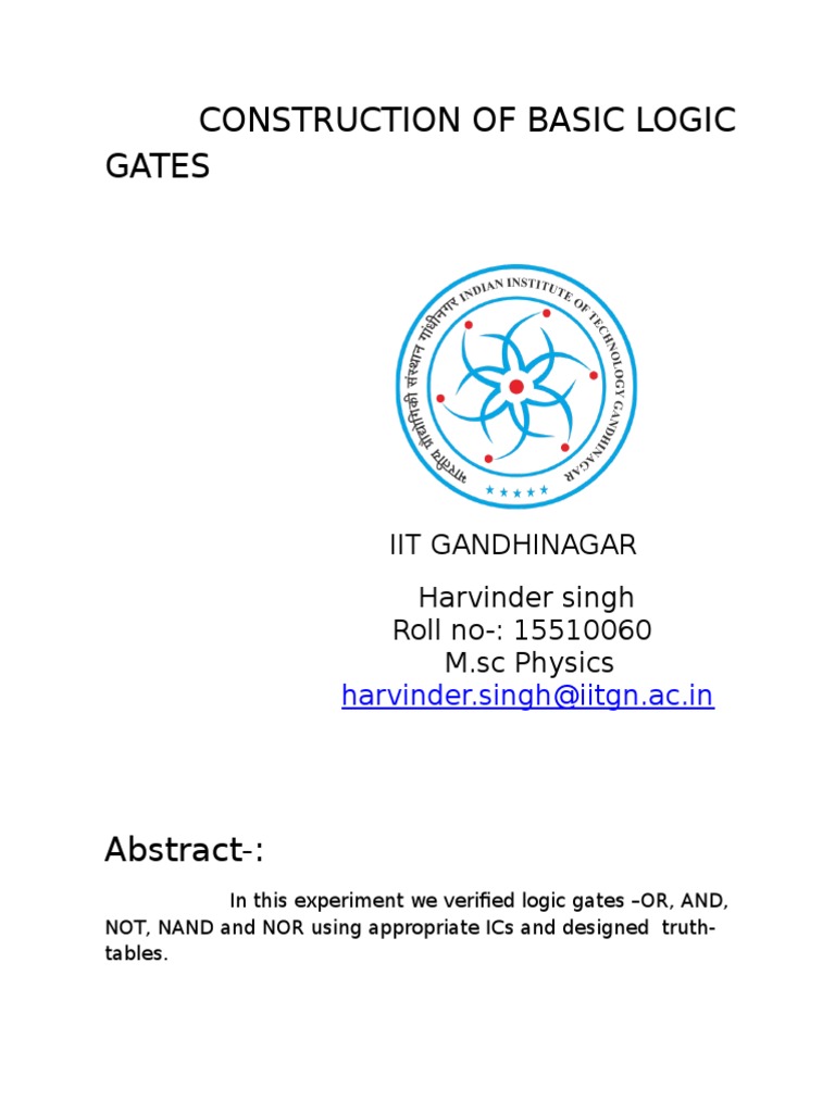 Construction of Basic Logic Gates | PDF | Logic Gate | Electronics