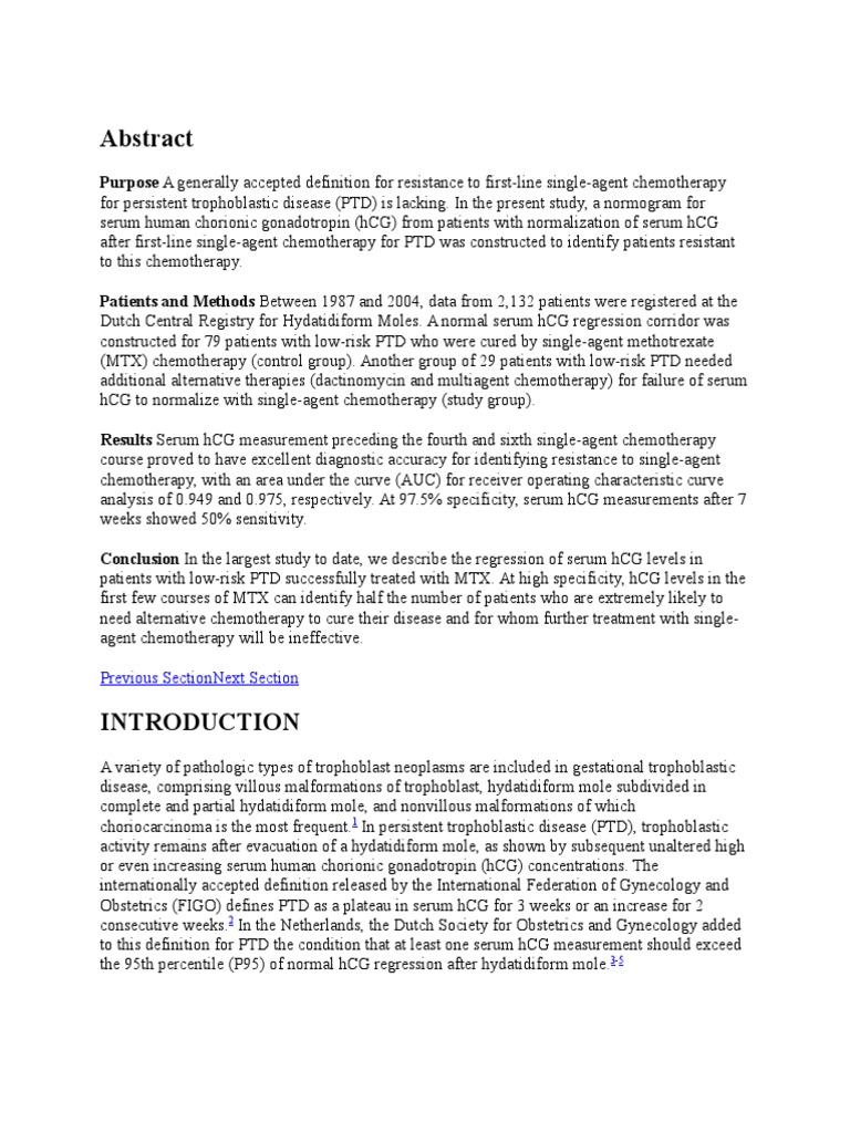 Abstract Early Identification | PDF | Chemotherapy | Human Chorionic Gonadotropin