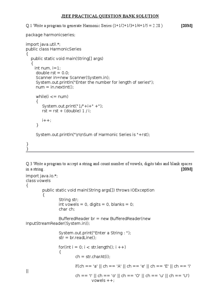 J2EE Practical Question Bank Solution | PDF | Network Socket | Port (Computer Networking)