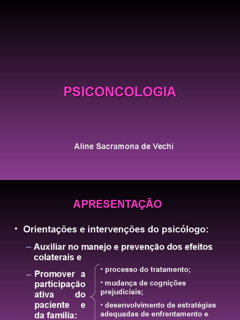 Aula Psico-Oncologia | PDF | Enfermagem | Câncer
