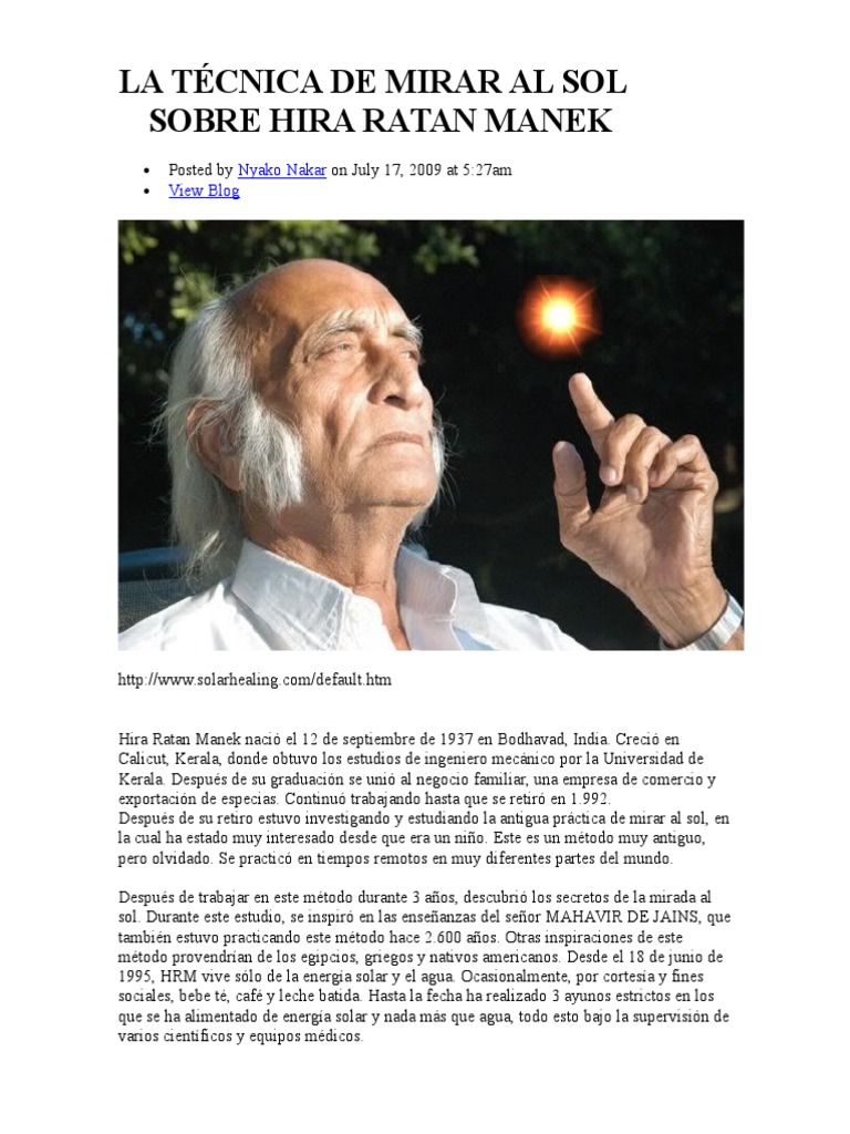 La Técnica de Mirar Al Sol Sobre Hira Ratan Manek | PDF | Dom | Energía ...
