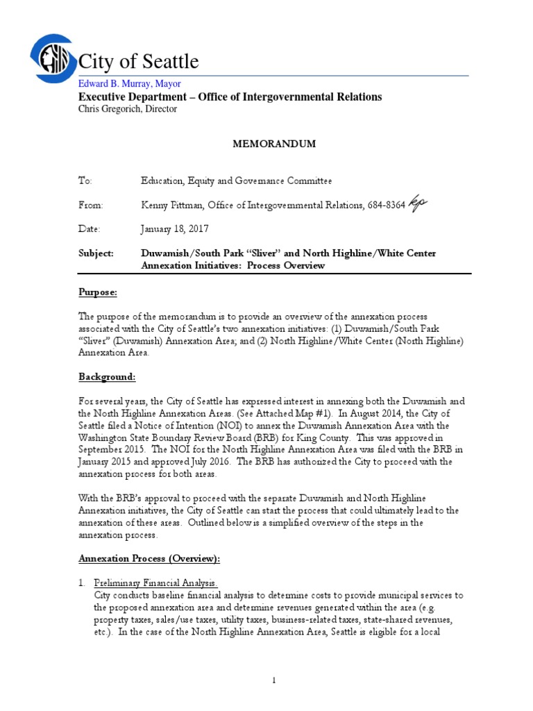 Annexation Update For Seattle City Council | PDF | Voting | Voter ...
