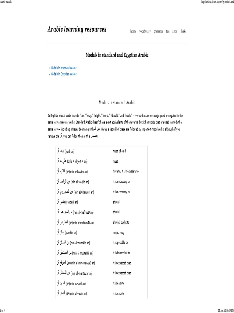 Arabic Modals PDF | PDF | Grammatical Gender | Morphology