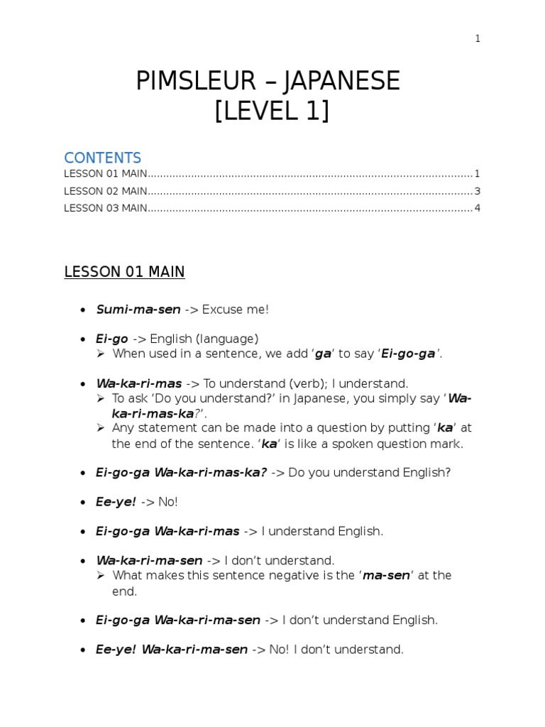 Pimsleur - Japanese (Level 1) | PDF | Japanese Language | Human Communication