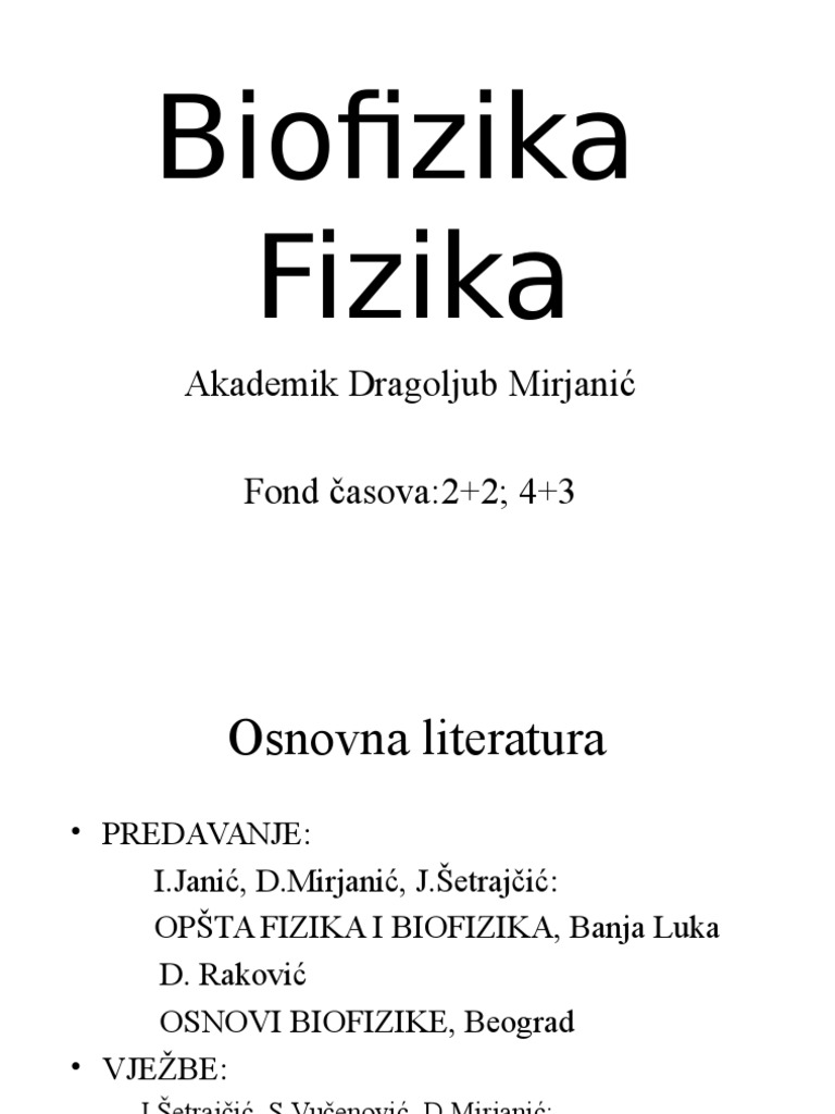 Predavanja Biofizika | PDF