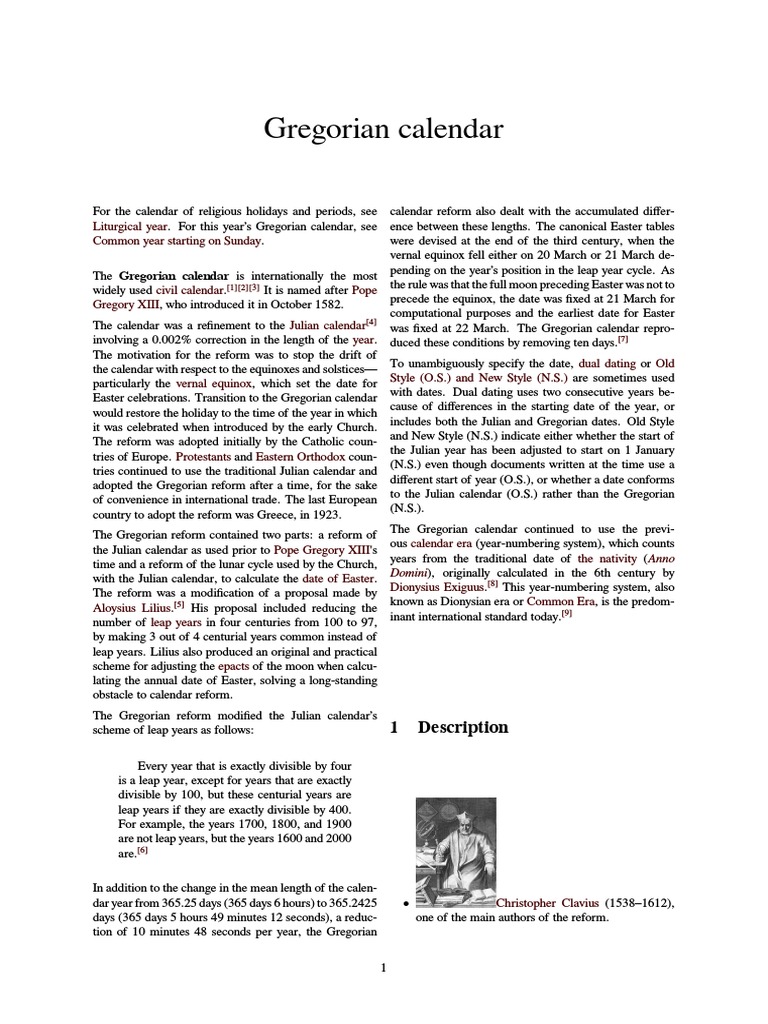 Gregorian Calendar | Download Free PDF | Calendar