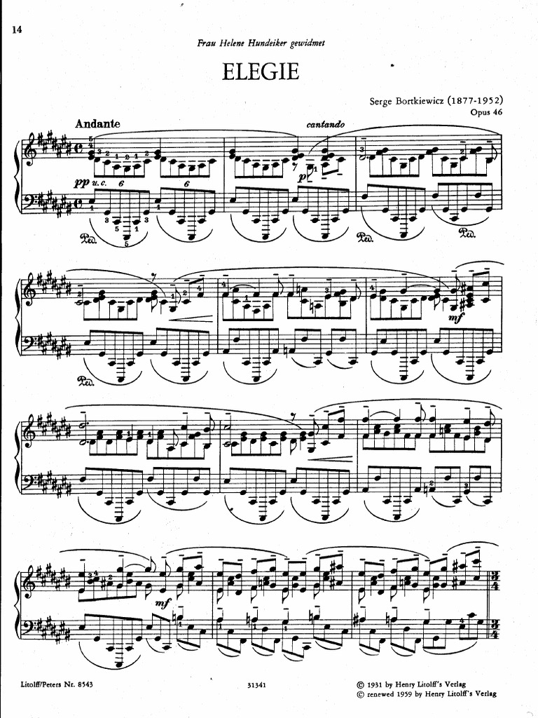 Bortkiewicz Op.46 Elegie PDF | PDF