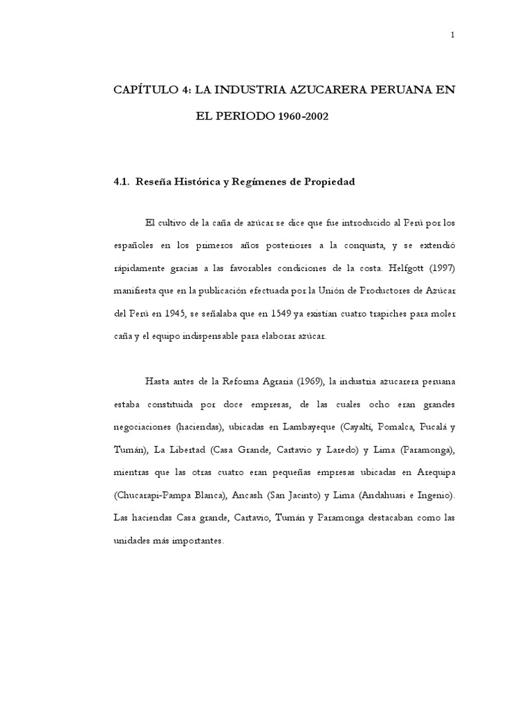 Evolución de la Industria Azucarera en Perú | PDF | Agricultura ...