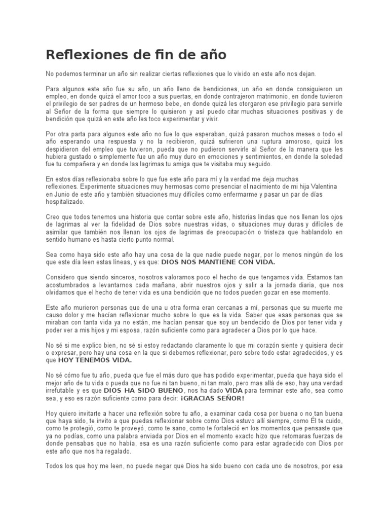 Reflexiones de Fin de Año | PDF | Bendición | Dios