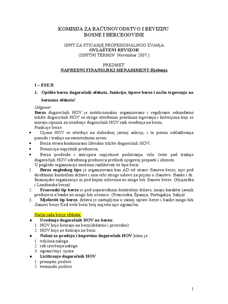 13 - Napredni Finansijski Menadzment 11-07-Rjesenja | PDF