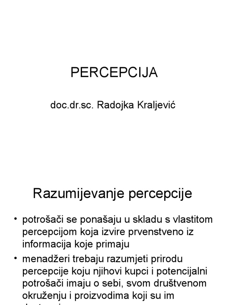 Predavanje 5. Percepcija 15 | PDF