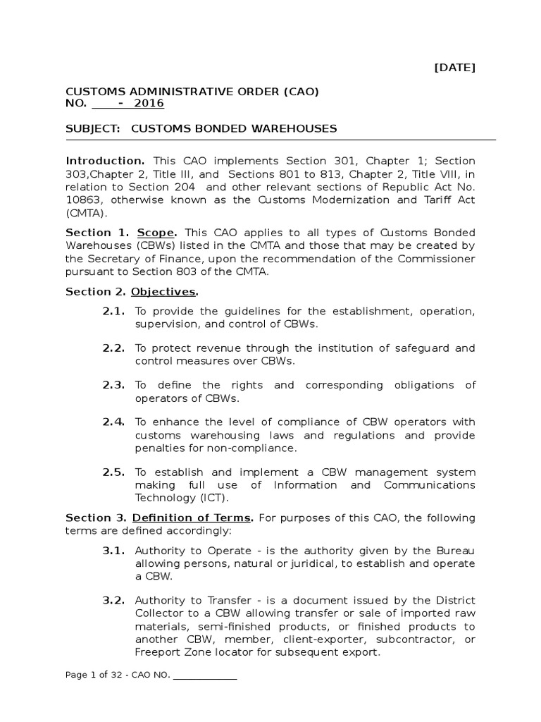 Cmta Cao Draft Final CBW 2016-12.01 | PDF | Business | Government
