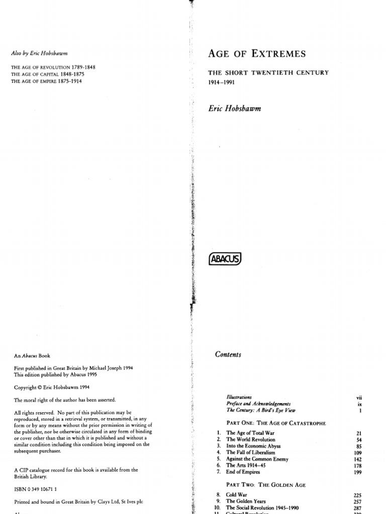 Eric Hobsbawm - Age of Extremes - 1914-1991 PDF | PDF
