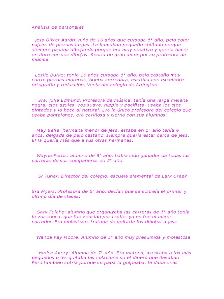 Análisis de Personajes Puente | PDF