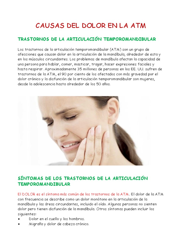 Causas Del Dolor en La Atm | PDF | Ciencias de la Salud | Enfermedades ...