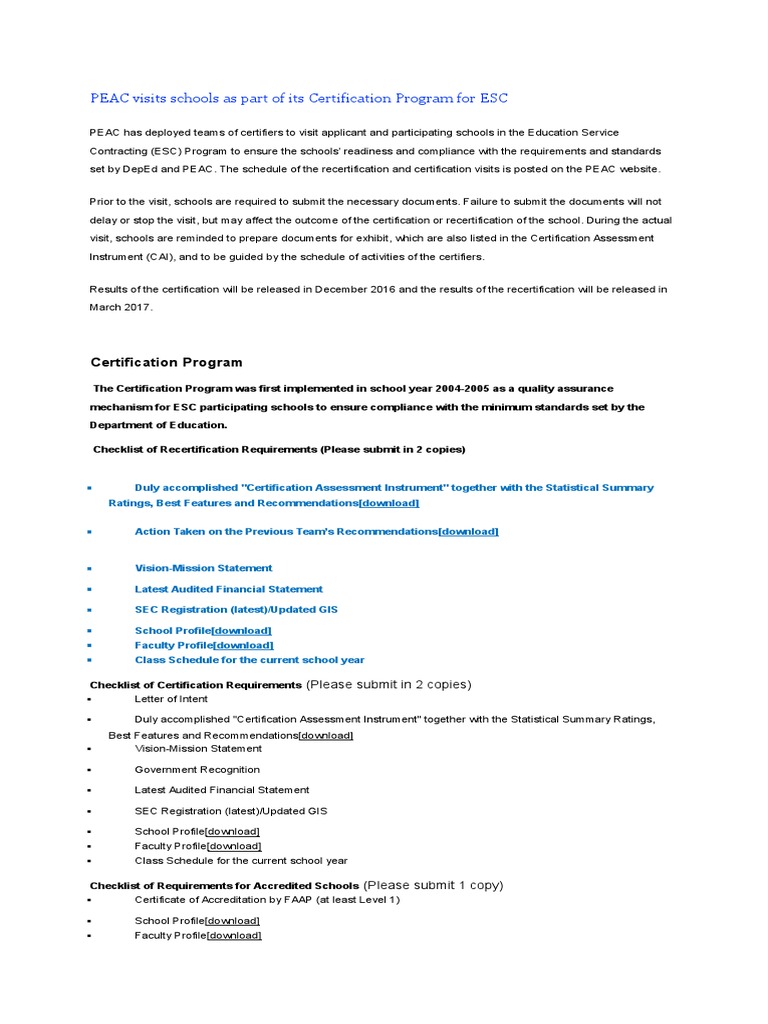 ESC Certification Program Overview | PDF | Certification | Business
