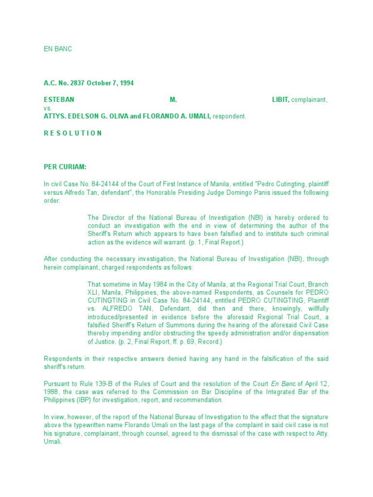 Libit V Olivia | PDF | Lawsuit | Lawyer