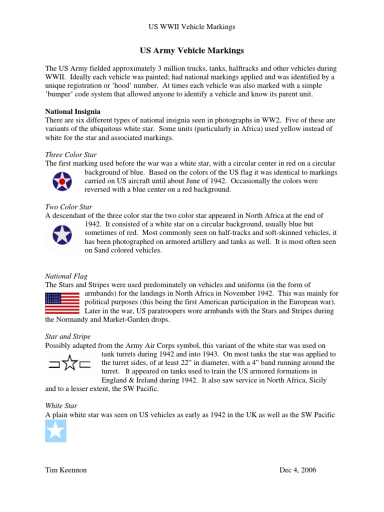 1942 Army Vehicle Markings | PDF | Battalion | Regiment