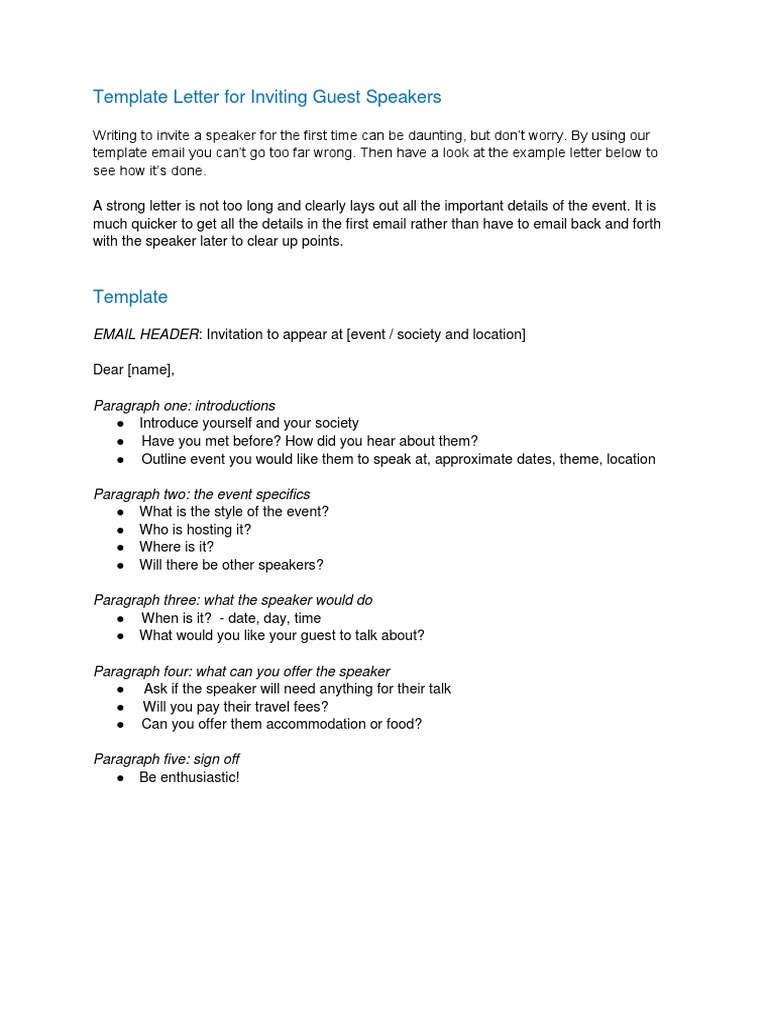 Guest Speaker Template Invitation | PDF | Religion And Belief