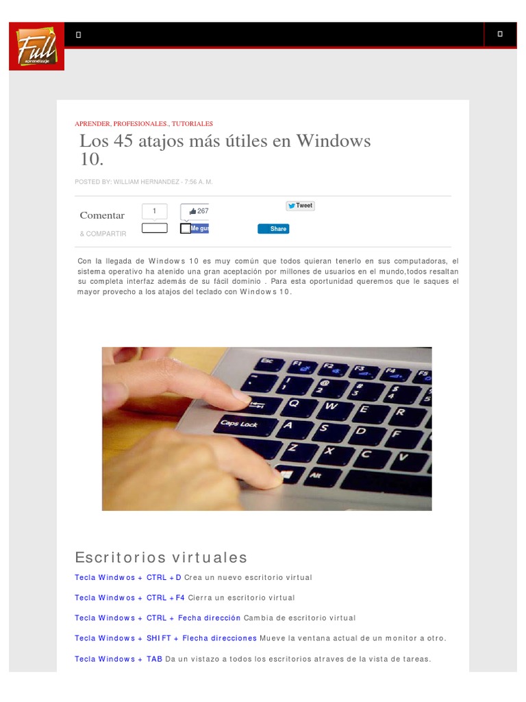 Los 45 Atajos Más Útiles en Windows 10. - Full Aprendizaje | PDF ...