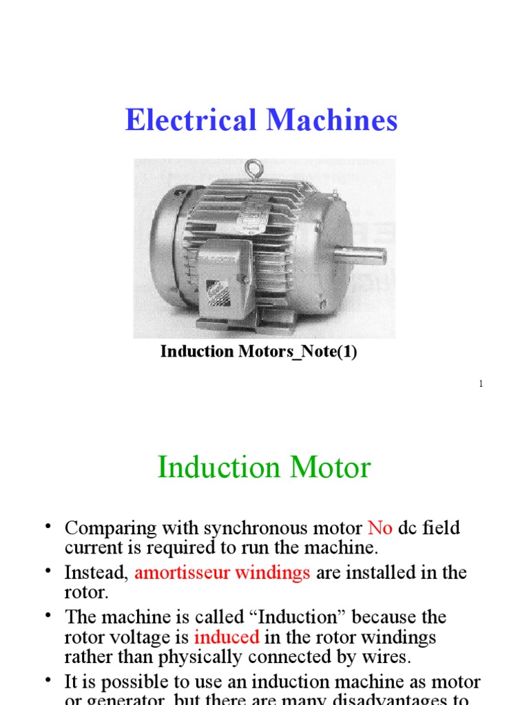 Electrical Machines: Induction Motors - Note | PDF