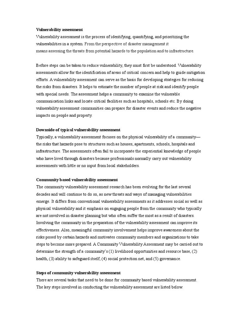 Vulnerability Assessment | PDF | Emergency Management | Vulnerability