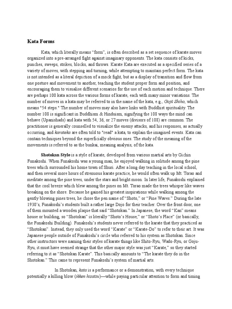Kata Forms | PDF | Shotokan | Karate