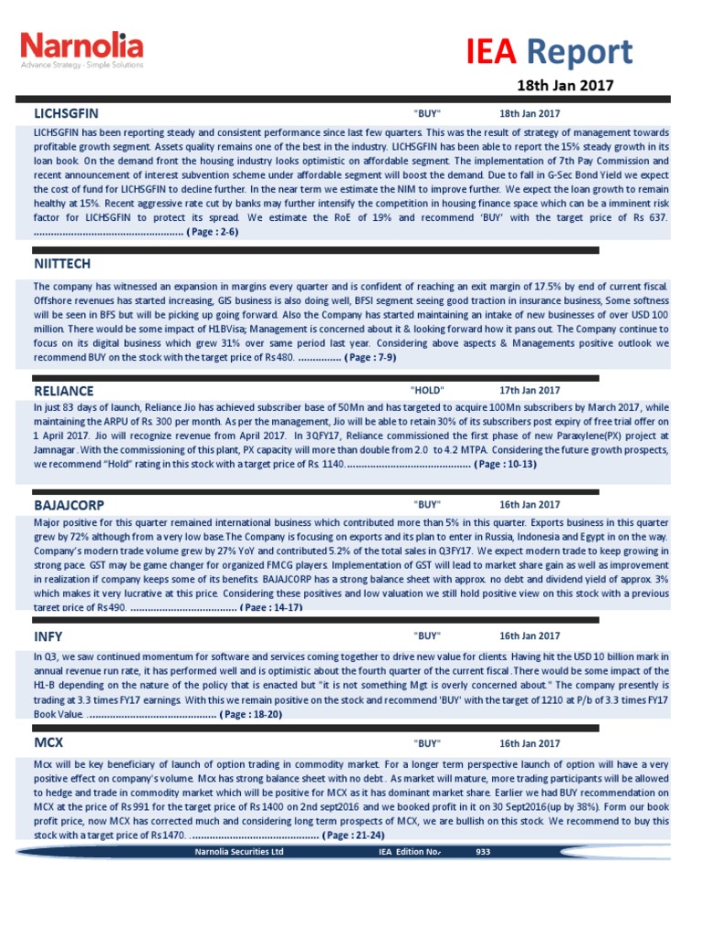 IEA Report 18th January | PDF | Equity (Finance) | Book Value