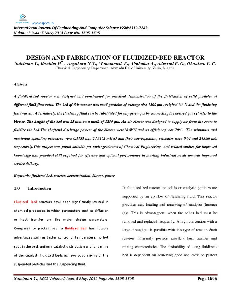 24 Ijecsmay PDF | PDF | Fluidization | Chemical Reactor
