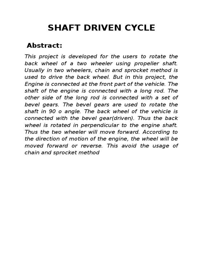 Shaft Driven Cycle | PDF