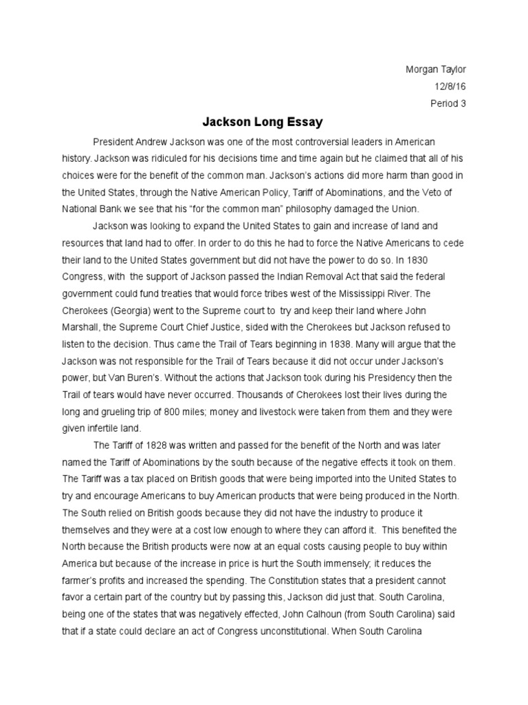Jackson Long Essay | PDF | Trail Of Tears | Cherokee