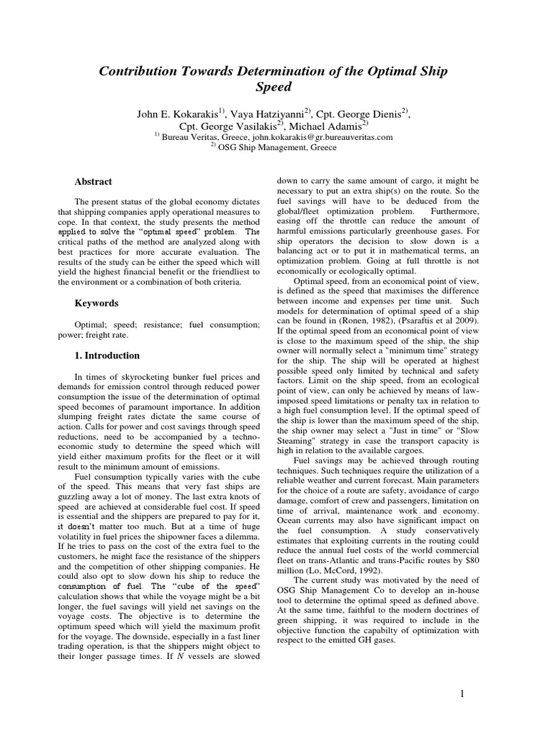 Contribution Towards Determination of The Optimal Ship | PDF | Ships ...