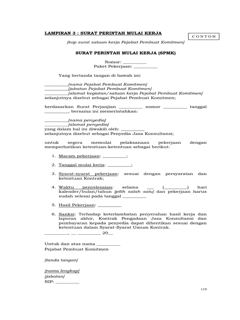 Contoh SPMK | PDF | Karier & Perkembangan