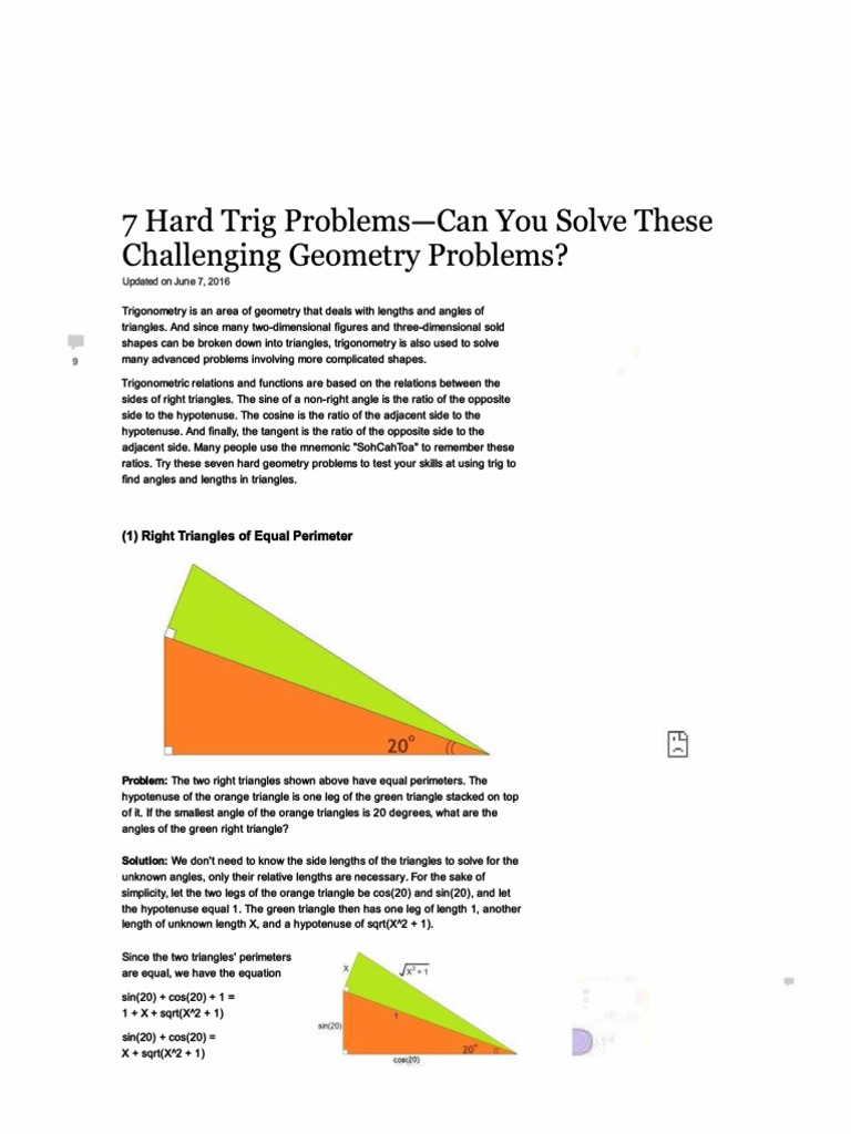 7 Hard Trig Problems | Download Free PDF | Trigonometry | Triangle