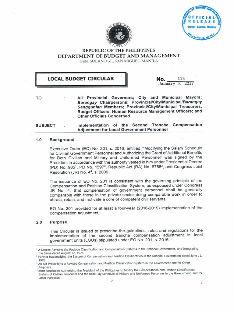 Second Tranche Salary Increase 2017 LBC-No113 | PDF | Salary | Employment