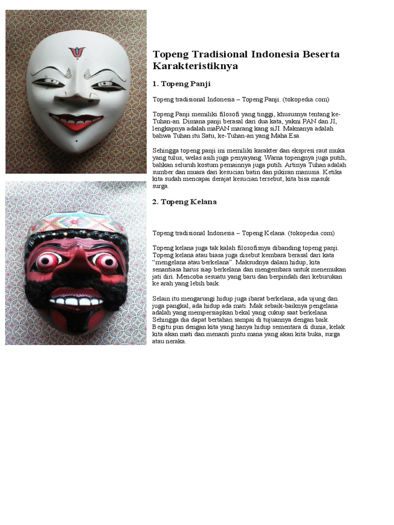 Topeng Tradisional Indonesia Beserta Karakteristiknya | PDF