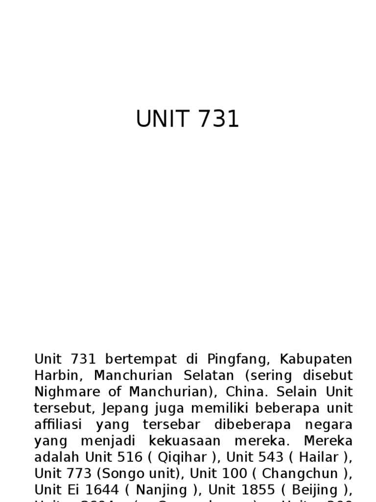 Unit 731 | PDF