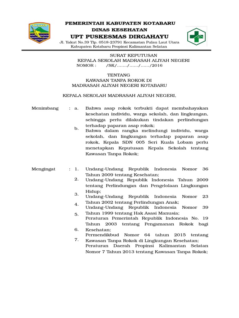 Contoh SK KTR Di Sekolah | PDF