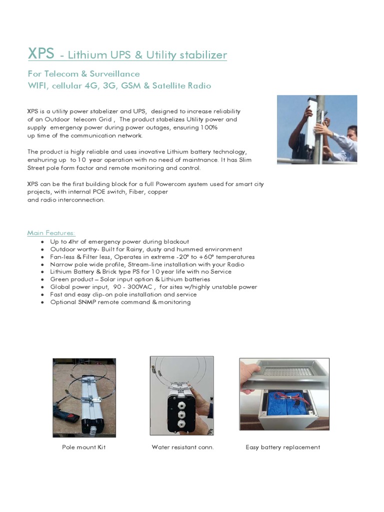 XPS1 Lithium Small Etube UPS DS | PDF | Battery (Electricity ...