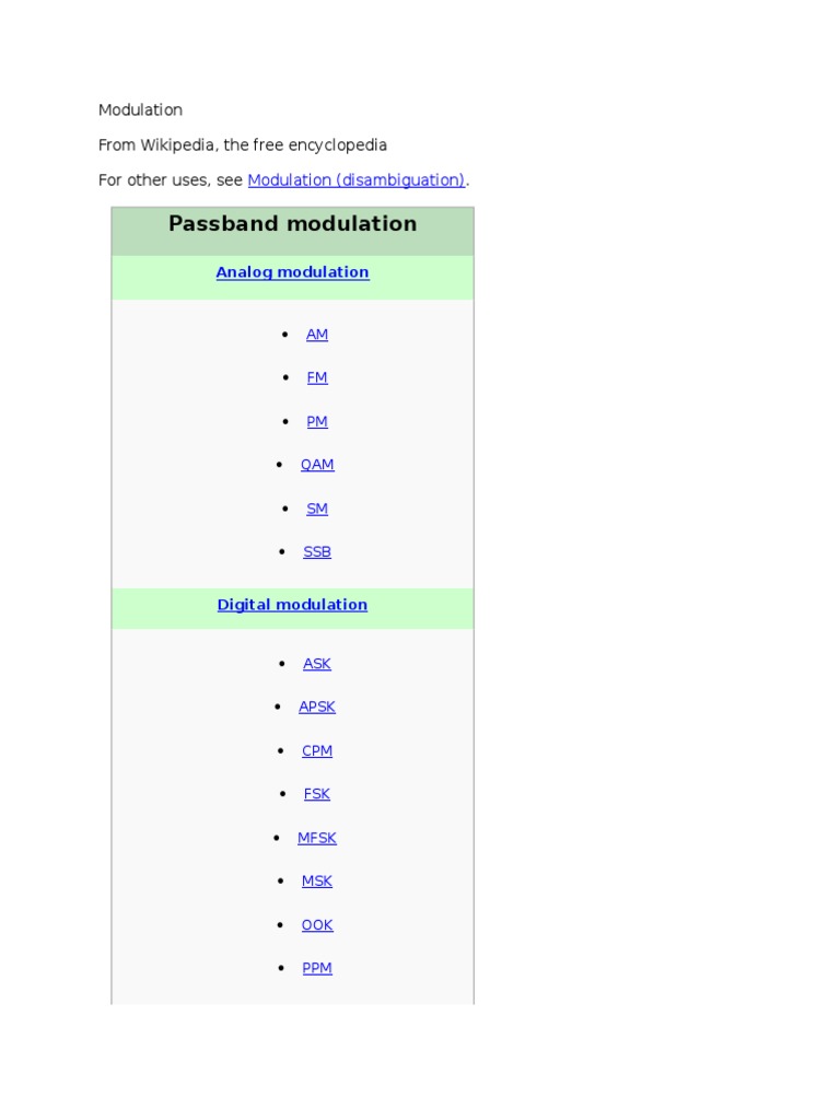 A Comprehensive Overview of Modulation Techniques for Analog and ...