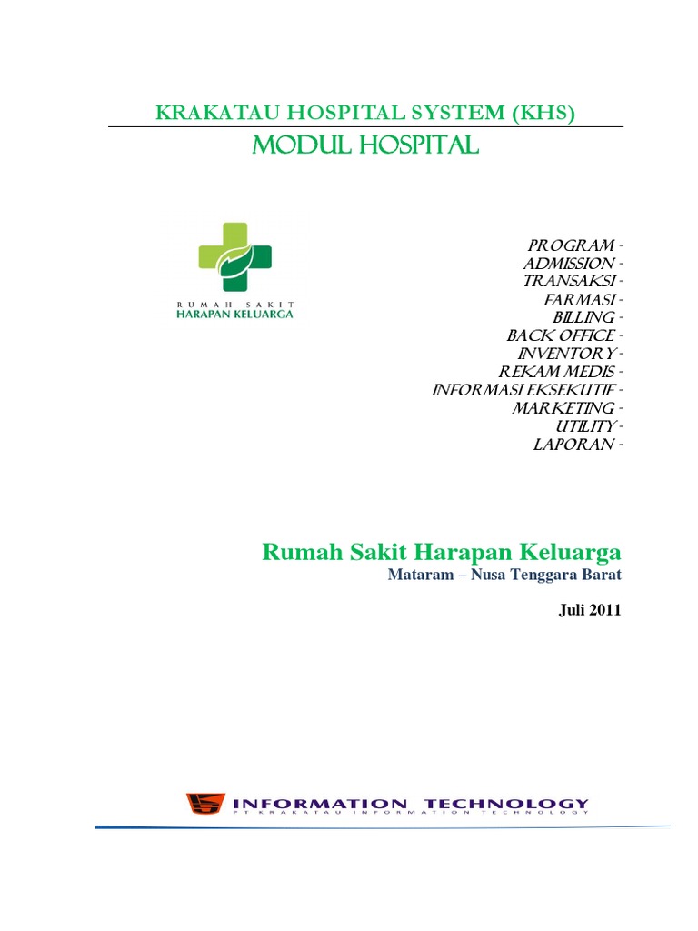 01-Cover Modul Hospital | PDF | Hospital And Clinic