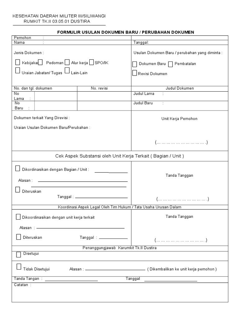 Formulir Usulan Dokumen Baru | PDF | Hukum