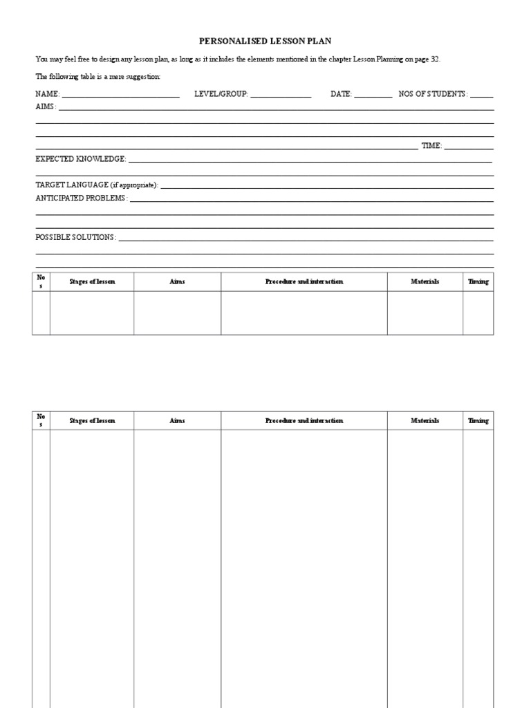 Personalised Lesson Plan | PDF