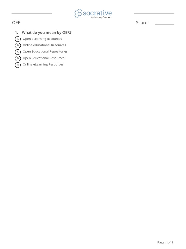 OER Score:: 1. What Do You Mean by OER? | PDF
