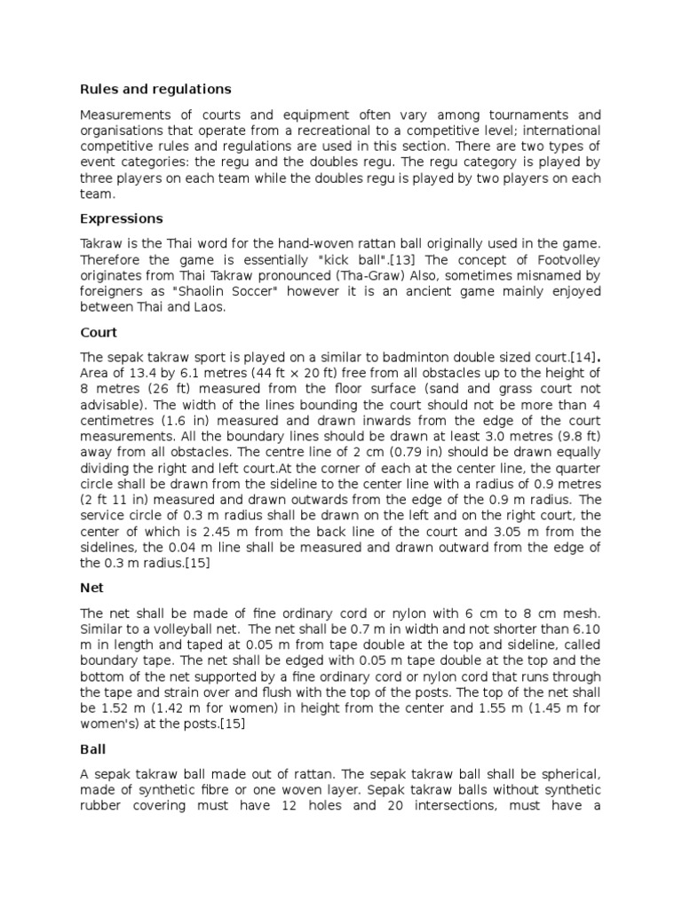 Sepak Takraw Rules | PDF | Games Of Physical Skill | Gaming