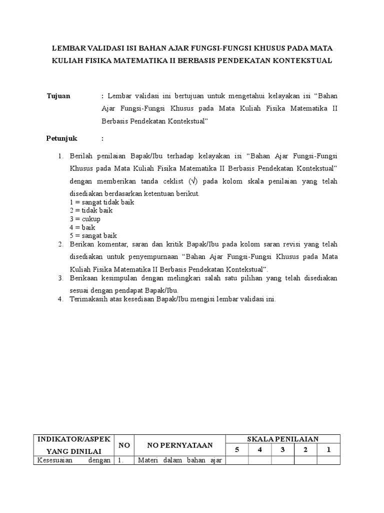 Lembar Validasi Isi | PDF