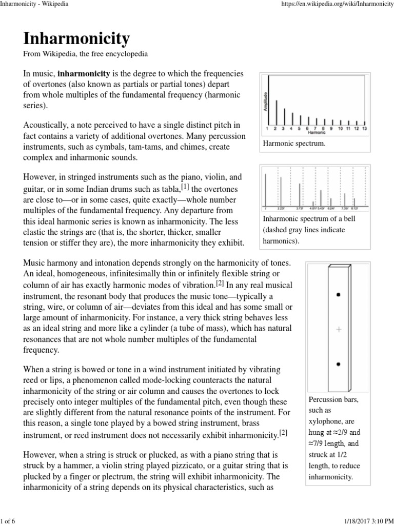 Inharmonicity - Wikipedia | PDF | Pitch (Music) | Chordophones